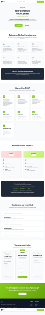 OwnShift - Intelligente Dienstplanung ohne SaaS-Abo | Self-Hosted